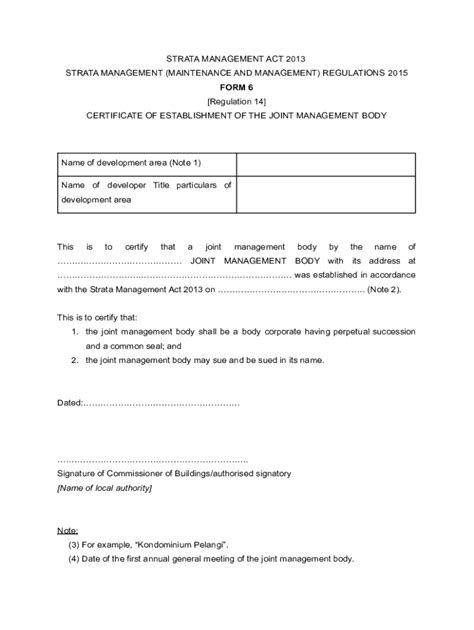 Fillable Online STRATA MANAGEMENT ACT 2013 FORM 6 Fax Email Print