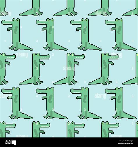 Crocodile Pixel Art Pattern Seamless 8 Bit Croc Background Pixelated