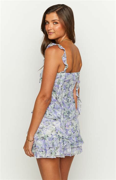 Caspian Purple Floral Print Chiffon Top Beginning Boutique Us