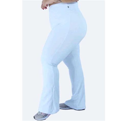 Calça Flare Bailarina Branca enfermagem Plus Size gramatura 400