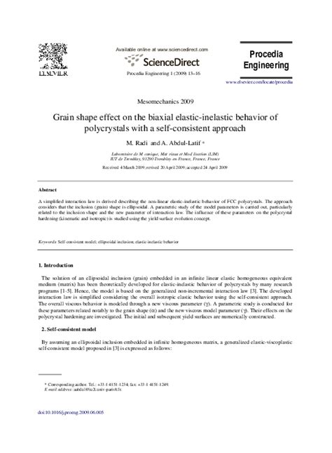 Pdf Grain Shape Effect On The Biaxial Elasticinelastic Behavior Of