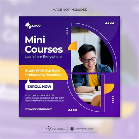 Premium Vector Mini Courses Post Template With Elegant Concept