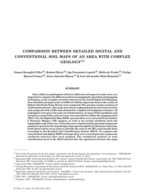 PDF Comparison Between Detailed Digital And Conventional Soil Maps Of An Area With Complex Geology