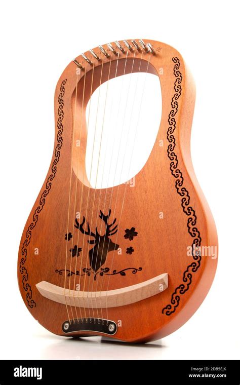 Stringed Lyre Musical Instrument Isolated On A White Background Stock