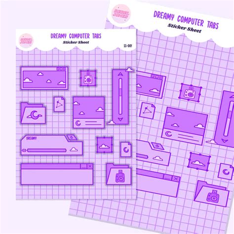 Rebel Designs Dreamy Computer Tabs Kawaii Sticker Sheet Lilakshop