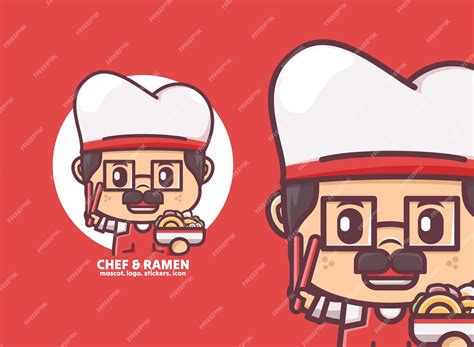 Premium Vector Cute Chef Cartoon With Ramen Japanese Food Vector