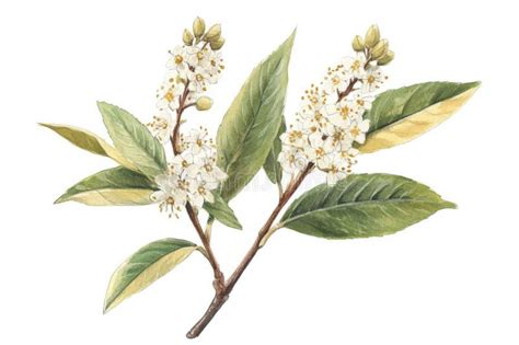 Detailed Illustration Of Swietenia Macrophylla With Flowers And Leaves