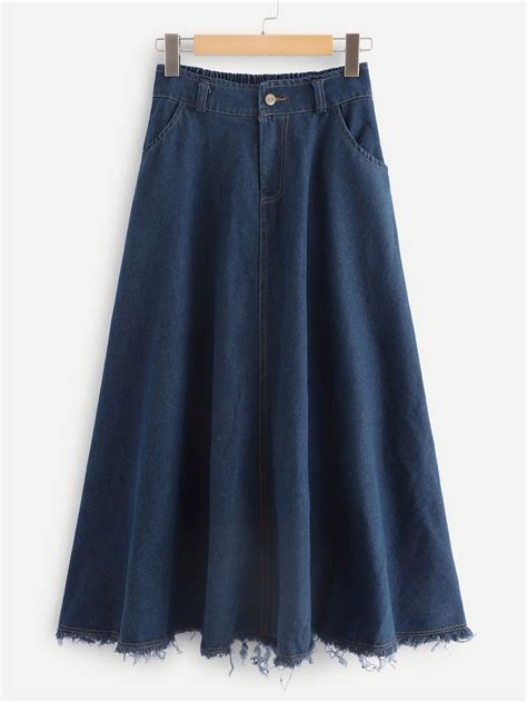 Raw Hem Denim Skirt Skirts Fashion Denim Skirt