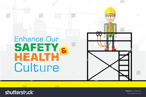 Safety Poster Construction Working Height Using стоковая векторная