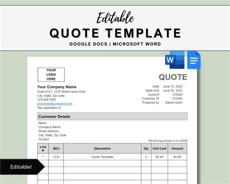 Business Quotation Template Business Quotation Format Free Download