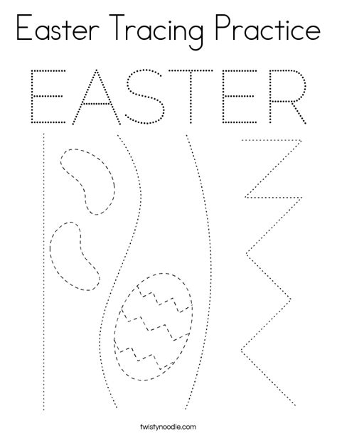 Easter Tracing Practice Coloring Page Twisty Noodle