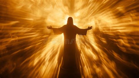 Title Silhouette Of Jesus Christ In Rays Of Light Stock Illustration
