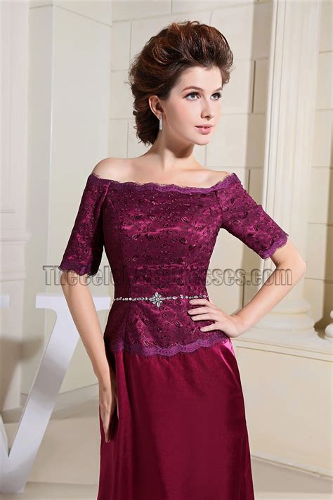 Elegant Burgundy Off The Shoulder Formal Dress Evening Gown