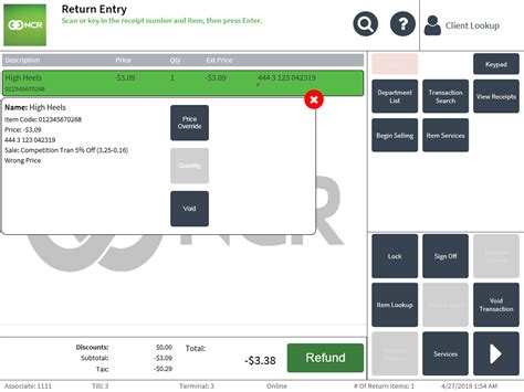 Deleting An Item From A Return Transaction