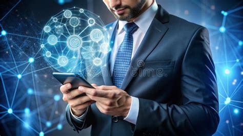 Businessmen Use Smartphones With AI Signs In Addition To Technology