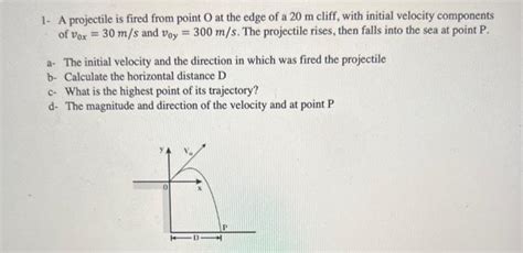 Solved A Projectile Is Fired From Point O At The Edge Of Chegg