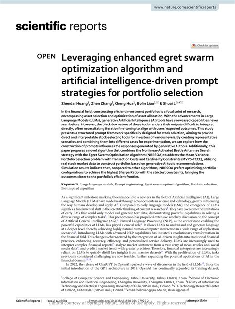 Pdf Leveraging Enhanced Egret Swarm Optimization Algorithm And