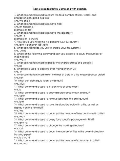 Important Linux Command Pdf Computer File Data Management