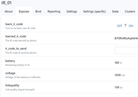 universal ir remote not configured correctly in mqtt zigbee home