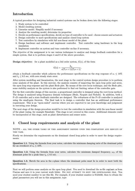 Solved N ASD CS Control Systems Assignment Control Chegg