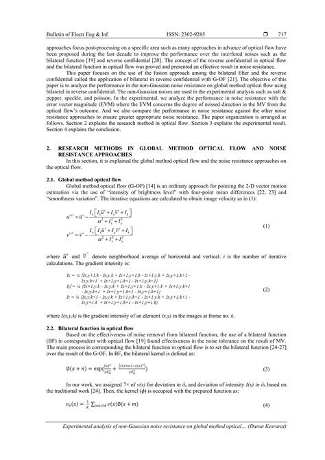 Experimental Analysis Of Non Gaussian Noise Resistance On Global Method Optical Flow Using