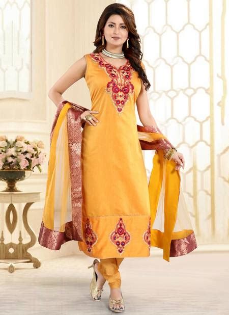 GOLDEN Colour N F CHURIDAR Stylish Casual Wear Designer Worked Readymade Salwar Suit