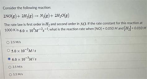 Solved Consider The Following Reaction Chegg