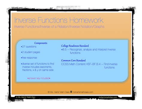 Inverse Functions Homework Worksheets