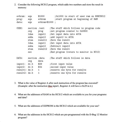 solved 2 consider the following hcs12 program which adds