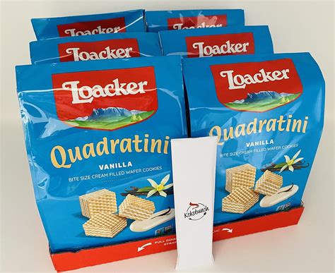 Quadratini Bite Size Vanilla Cream Filled Wafer Cookies Bundled With