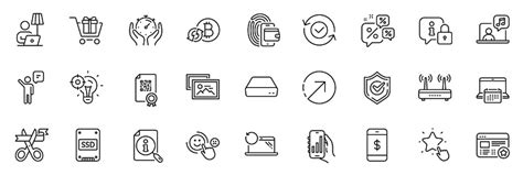 아이콘은 Qr 코드 음악 및 즐겨찾기 라인 아이콘으로 포장됩니다 웹앱용 벡터 Brand Name Smart Phone에 대한