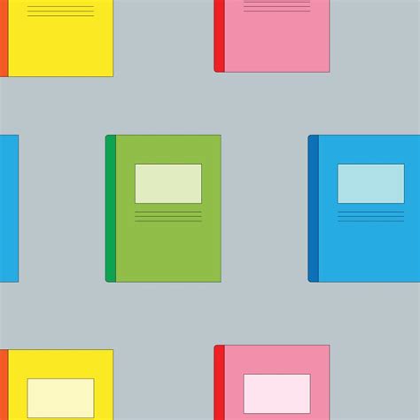 Vector Stationery Pattern Colorful School Stationery Notebook