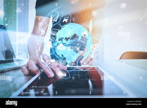 Internet Of Things IOT Technology With AR Augmented Reality On VR Dashboard Website Designer