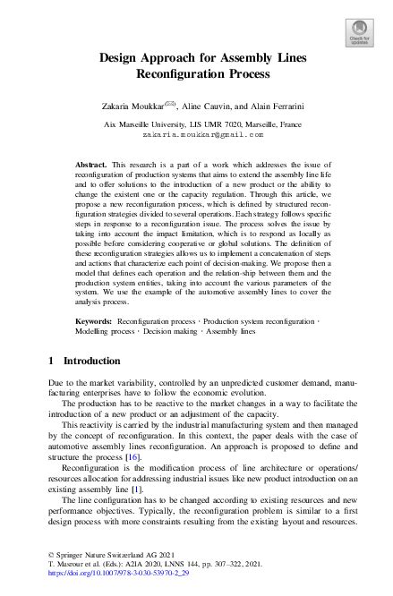 pdf design approach for assembly lines reconfiguration process