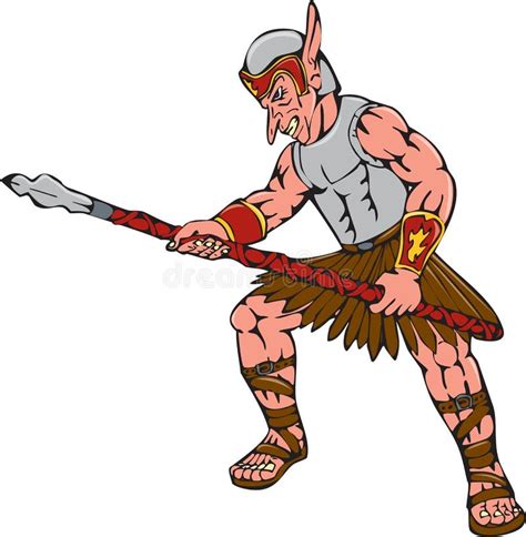Orc Warrior Thrusting Spear Cartoon Stock Illustration Illustration