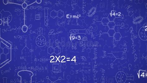 Animation Of Medical Drawings Mathematical Equations And Diagrams Over Blue Background Stock