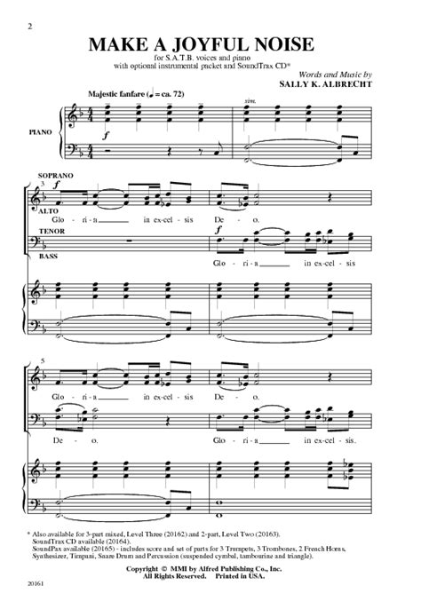 Make A Joyful Noise Sheet Music By Albrecht Sku 20161 Stantons