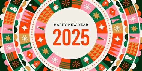 메리 크리스마스와 새해 복 많이 받으세요 현대 추상 미니멀리스트 기하학적 스타일 평면 만화 스타일의 크리스마스 다채로운 그림 패턴이 있는 크리스마스 배경 바우하우스에 대한