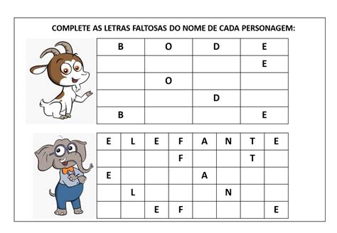 Encantando Alegria Atividades Glossário Jogo da Memória Completar nomes das palavras
