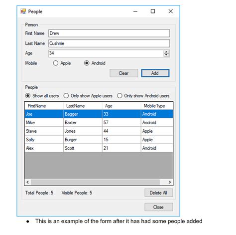 Create A Program Using Windows Forms The Program