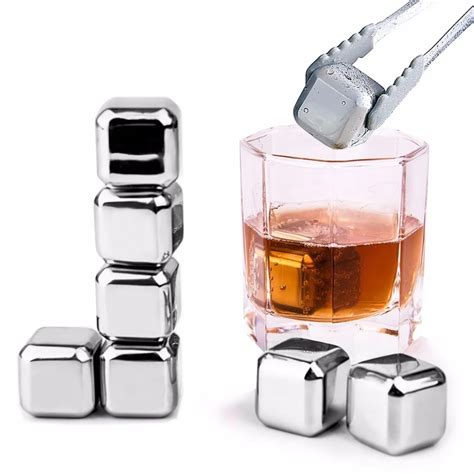 Whiskey Stones Set Of 8 Reusable Stainless Steel Ice Cubes For Wine