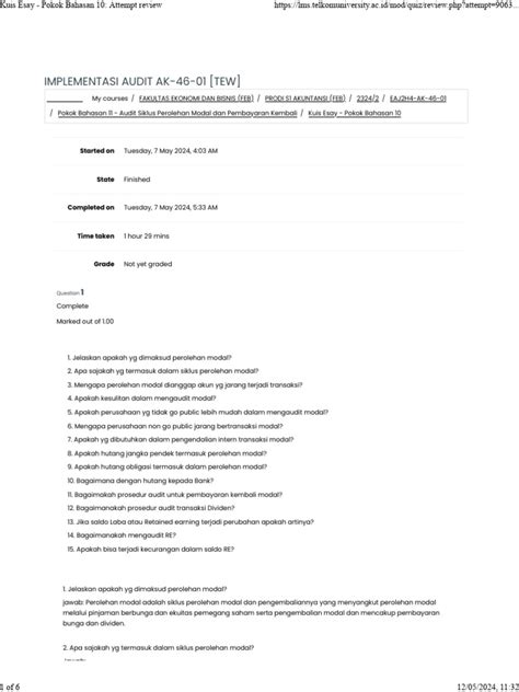 Kuis Esay Pokok Bahasan 10 Attempt Review Pdf