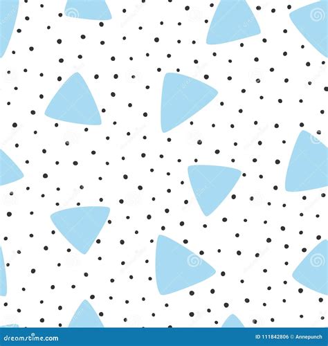 Irregular Polka Dot And Triangles Drawn By Hand Modern Seamless Pattern Stock Vector