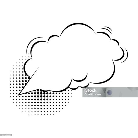 흰색 배경에 검은색 하프톤 그림자가 있는 복고풍 빈 만화 거품 벡터 일러스트 레이 션 빈티지 디자인 개념에 대한 스톡 벡터 아트 및 기타 이미지 Istock