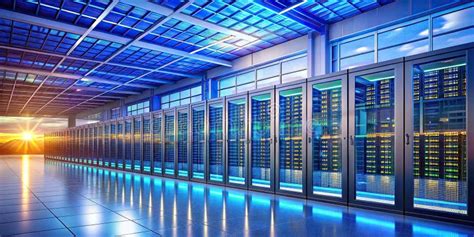 Sustainable Data Center Interior A Modern Energyefficient Server Room Bathed In Natural Light