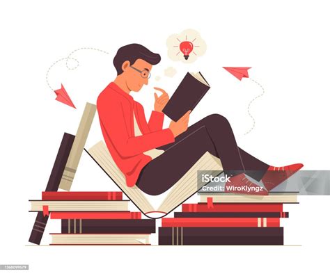 Man Reading Book Vector Clipart