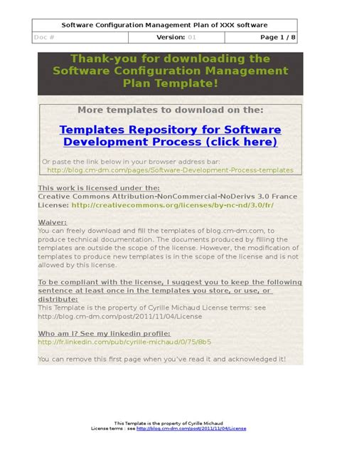 Software Configuration Management Plan Template Version Control Systems Engineering