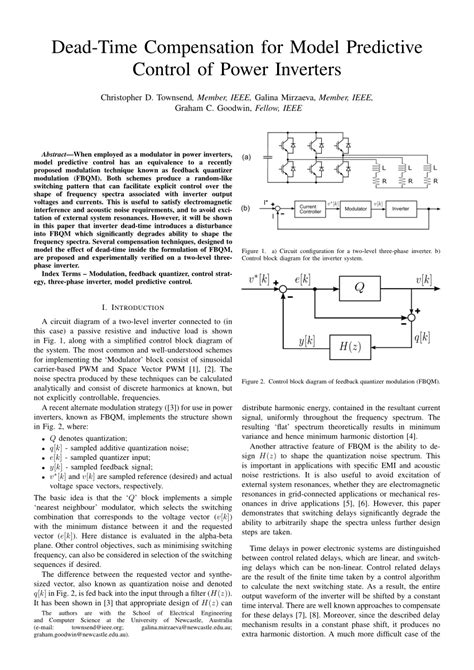 Pdf Dead Time Compensation For Model Predictive Control Of Power Inverters