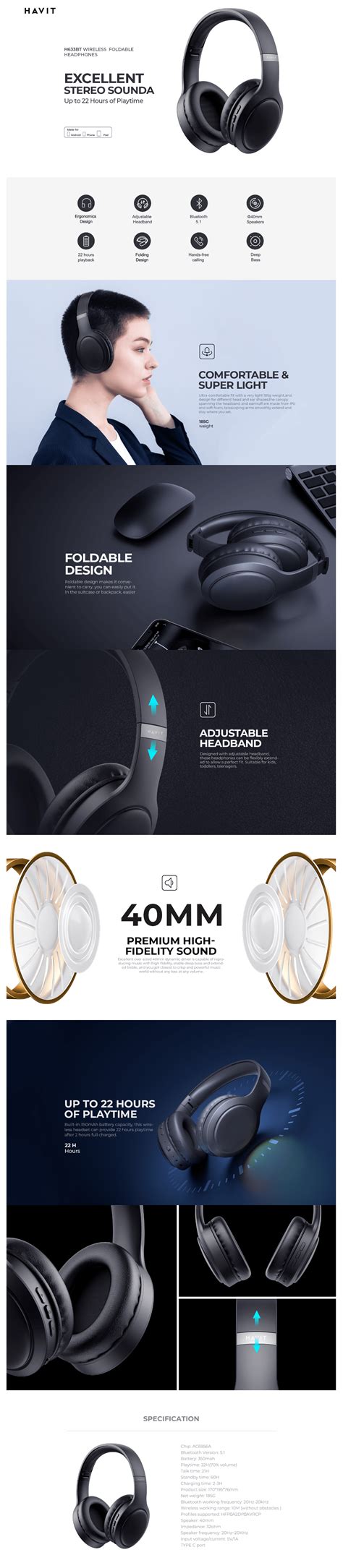 Havit H Bt Bluetooth Foldable Headphone Penguin Com Bd