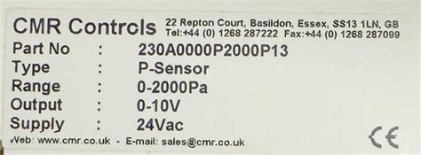 Cmr Controls 230a0000p2000p13 P Sensor Surplus Select